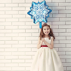 15 Pieces Snowflake Foil Balloons Winter Wonderland Party Decorations - Winter Theme Snowflake Balloons Set for Baby Shower Birthday Christmas Party Decoration