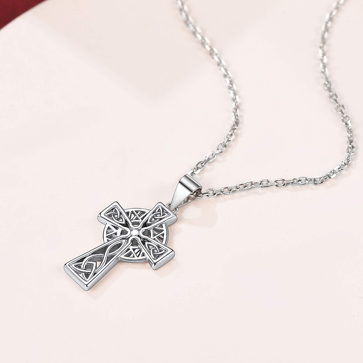 FaithHeart Cross Celtic Knot Necklace Sterling Silver Vintage Irish Jewelry Women Celtic Pendant Amulet Charms with Brand Packaging