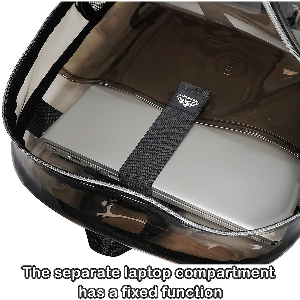 Woddtery Clear Backpack, Heavy Duty PVC Transparent Backpack, See Through Backpacks for School, Work,Stadium,Travel,Security,Festival,College Black…