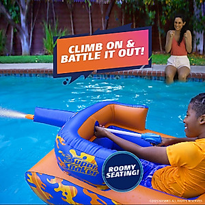 NERF Super Soaker Megaforce Battle Tank Ride-On – Inflatable Pool Float with Pool-Fed Mega Water Blaster