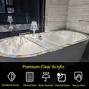 CXNGD Luxury Acrylic Bath Tray Transparent Waterproof Bathtub Trays Clear Bath tub Tray Caddy, 32.3 * 7.87 * 1.18in
