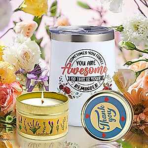Thank You Gifts for Women, Relaxation Gifts for Women,Birthday Christmas Gifts for Friends, Gifts for Her Girlfriend Sister Mom Unique Gifts Box Wine Tumbler Scented Candle