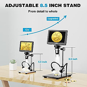 Leipan DM9H HDMI Coin Microscope with 7" IPS Screen,1200X Magnification Soldering Microscope,Longer 8.5" Stand,Digital Microscope with 32GB Card,Windows/Mac/TV Compatible