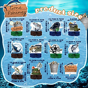 12 Pcs Fishing Decorations Gone Fishing Centerpieces Fish Party Decorations Honeycomb Party Supplies 3D Fishing Table Decor Fishing Birthday Party Supplies for Fathers Day Retirement Baby Shower