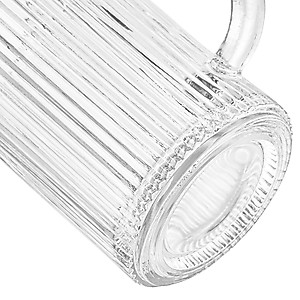 Noamus 2 Pack Coffee Mugs with Glass Lid, 13 oz Clear Ribbed Vertical Stripes Tea Cup, Premium Classic Drinking Glassware Set for Hot Cold Beverage, House Warming Christmas Anniversary Birthday Gift