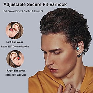 Open Ear Headphones Bluetooth Single Bone Conduction Wireless Earbuds with Earhooks Microphone Earphones Waterproof Long Battery Life Earpiece for Workout Sports Running Android iOS Non Ear Plug Blue