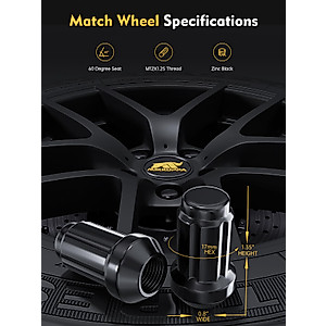 MIKKUPPA M12x1.25 Lug Nuts - Replacement for 1993-2022 Nissan Altima, 1988-2022 Nissan Maxima, 1997-2023 Subaru Forester Aftermarket Wheel 20pcs Black Closed End Lug Nuts