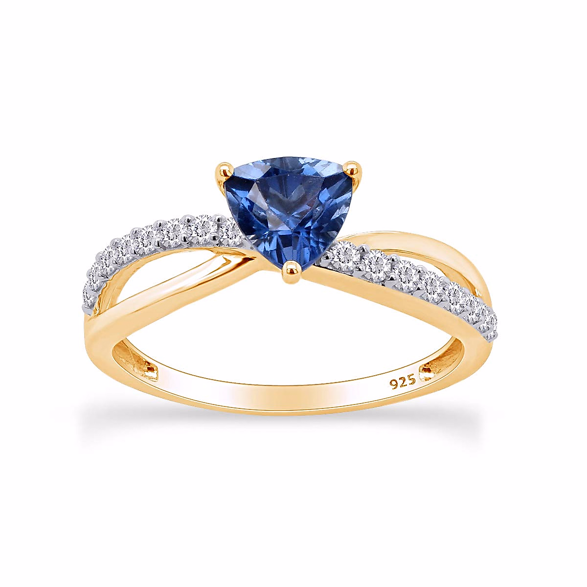 AFFY 1 1/4 Carat Simulated Tanzanite & White Sapphire Infinity Womens Ring In 14k Yellow Gold Over Sterling Silver (1.25 Cttw) Ring Size- 7