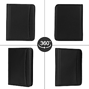 Leathario Portfolio Binder, A4 Padfolio Office Organizer, Business Folder Accessories with Zipper, Superior Vegan Leather, 9.7 Inch Tablet Sleeve, Writing Pad Document for Men Women, Card Storage