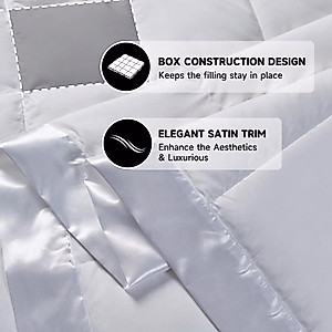 Beautyrest Tencel™ Lyocell/Cotton Blend Blanket, Breathable RDS White Down Blanket, 650 Fill Power Oversized Blanket, Light Warmth Bed Blanket with Silky Flange Binding