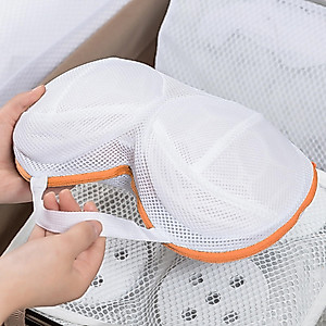 3Pcs Bra Wash Bags for Laundry Lingerie Underwear Brassiere Bag Set for Washing Machine With Zipper Women Delicates Yellow (A to C Cup)