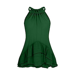 ZunFeo Summer Tank Tops for Women Halter Sleeveless Top Shirts Ruffle Cute Smocked Top Trendy Clothing 2023
