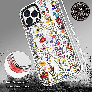 MOSNOVO Case for iPhone 13 Pro Max, [Buffertech 6.6ft Military-Grade Drop Protection] [Anti Peel Off Tech] Clear TPU Bumper Phone Case Cover Design - Wildflower Meadow