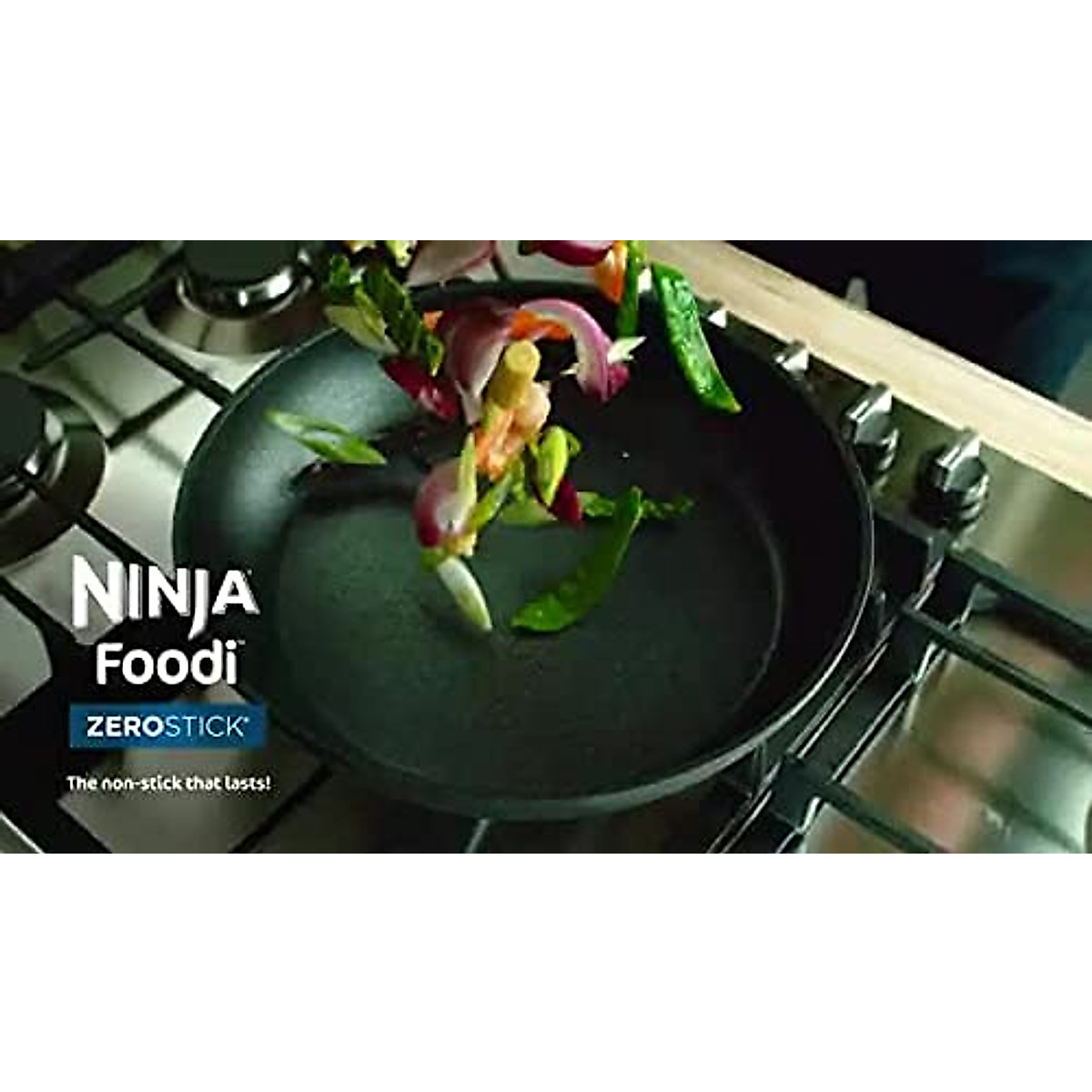 Ninja ZEROSTICK Premium Cookware 28cm Frying Pan, Long Lasting, Non-Stick Hard Anodised Aluminium, Induction Compatible, Oven Safe to 260°C, Grey C30028UK