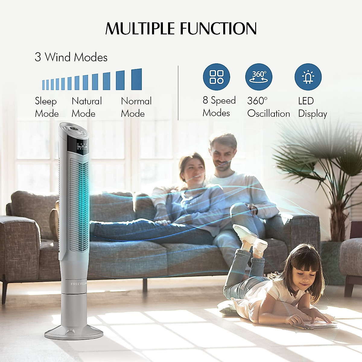 FREE VILLAGE TOWER FAN 5304-SILVER 47＂