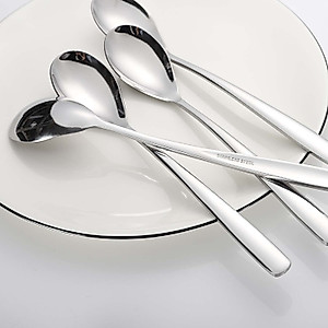 Soup Spoons Stainless Steel Round Spoons Asian Soup Spoon Set of 6 Long Handle Dinner Spoons for Kitchen Restaurant or Home (12)