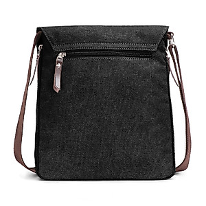 Berchirly Canvas Shoulder Bag Men Casual Travel Male 8Inch Crossbody Messenger Bag Black