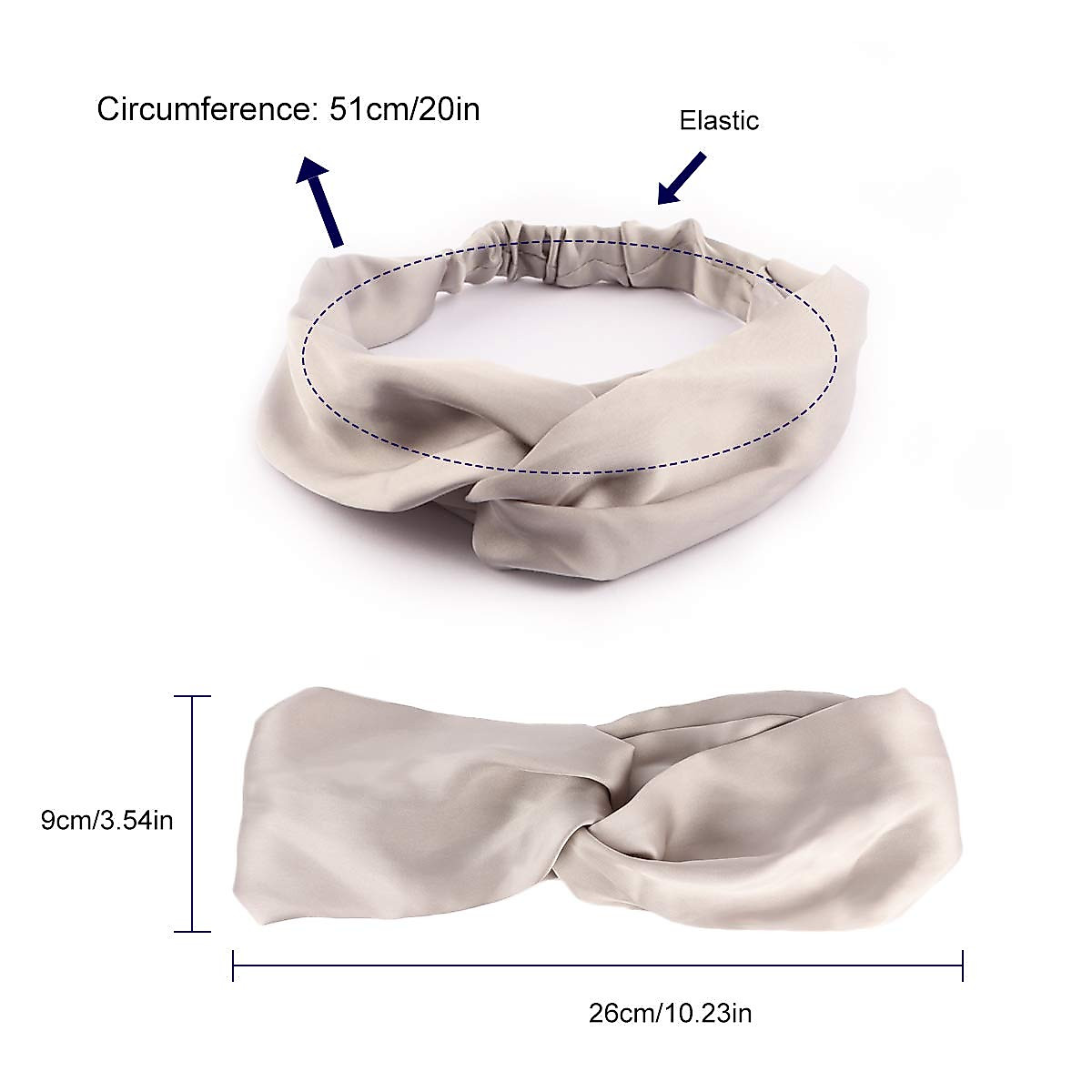 driew Satin Headband, Silk Headbands for Women Pack of 5