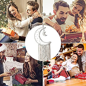 MGahyi Moon Star Dream Catcher Decor,Macrame Woven Dreamcatcher with Light,Bohemian Wall Hanging Decoration,Bedroom,Home Decoration (Moon White)