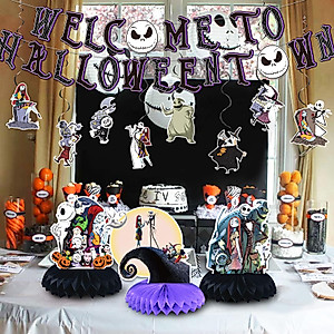 Welcome to Halloween Town Party Decorations,Christmas Nightmare Party Supplies Halloween Banner Hanging Swirls and Honeycomb for Halloween Baby Shower Birthday Party Supplies