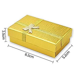 ISUSSER Pack of 24 Paper Gift Boxes with Lids and Ribbon Bows, 2x3.2x1 Inch, for Gifts, Necklaces, Earrings, 6 Colors