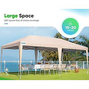 Quictent 10x20ft Pop up Canopy Tent Party Tent Outdoor Event Gazebo Waterproof with Roller Bag(Beige)