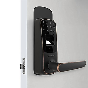 ULTRALOQ UL3 BT (2nd Gen) Smart Lock + Bridge WiFi Adaptor, 5-in-1 Keyless Entry Door Lock with WiFi, Bluetooth, Biometric Fingerprint and Touch Keypad, Smart Door Lock Latch Edition (Satin Nickel)
