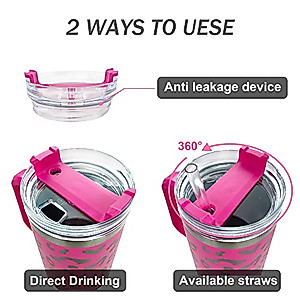 40 oz Tumbler with Handle and Straw with lid Leopard Stainless Steel Thermos Mug Coffee Cup Outdoor Sports Travel Sippy Mug Gift 1st (rose red)