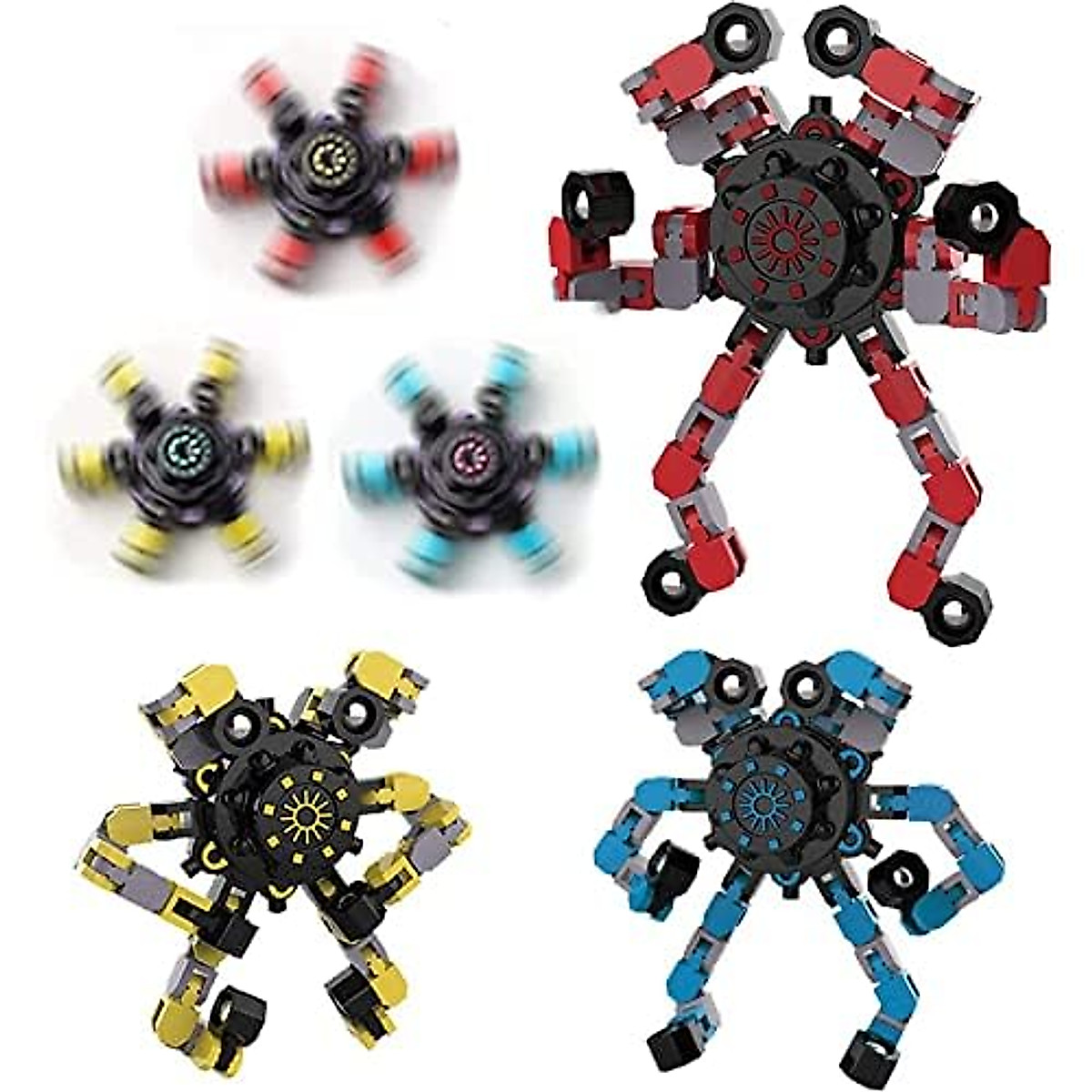 20PCS Transformable Fingertip Gyro Toy,Deformation Chain Robot Deformed Mechanical Spiral Twister Decompression Fingertip Toy Party Favors for Kids