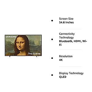 SAMSUNG 55-Inch Class QLED The Frame Series - Quantum HDR Smart TV with Alexa Built-in (QN55LS03BAFXZA, 2022 Model) (Renewed)