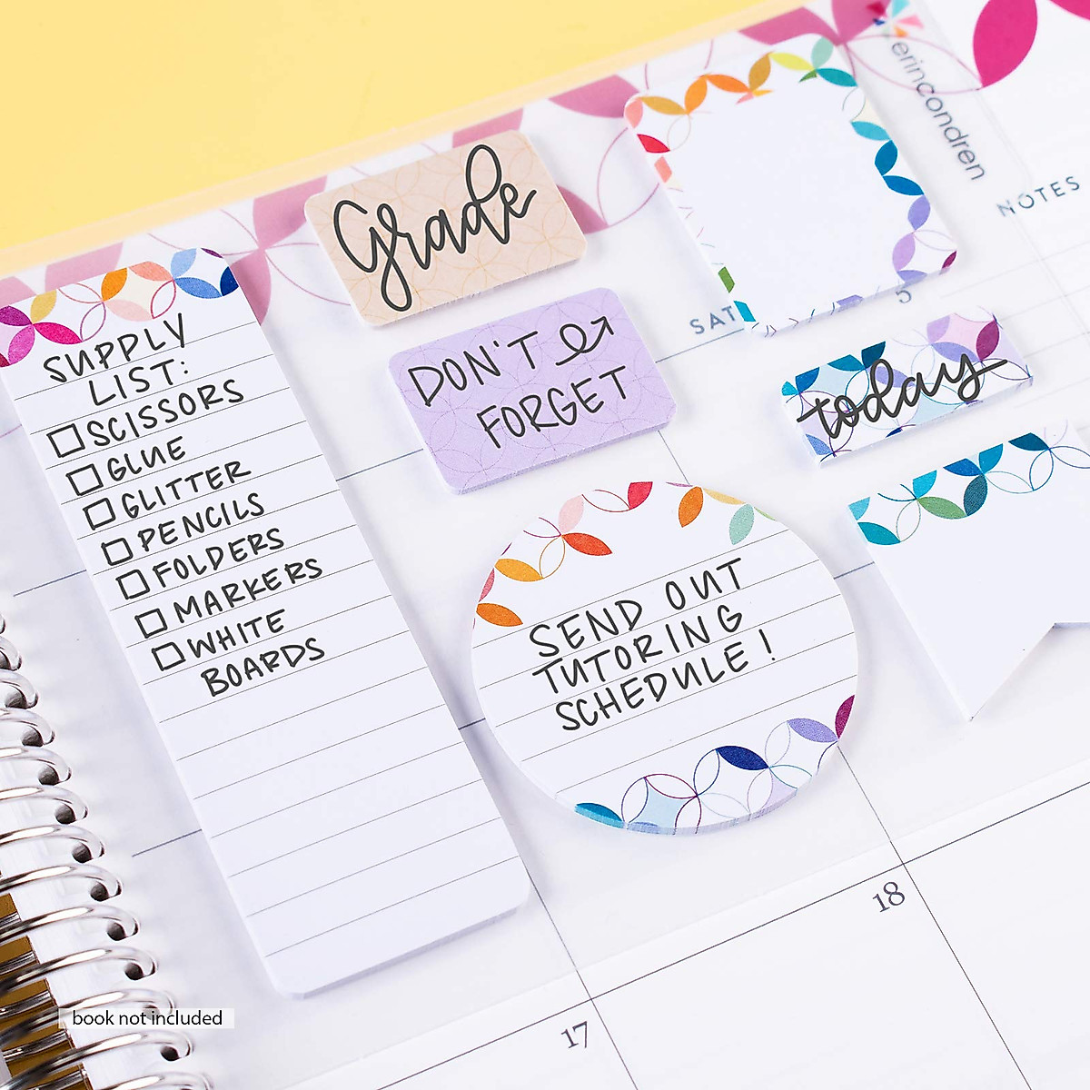 Snap-in Stylized Sticky Notes Dashboard in MCC, Snap This Mid Century Circles Dashboard into Your Coiled Planner or Binder, Jot Down a Reminder or Mark a Page in Style by Erin Condren