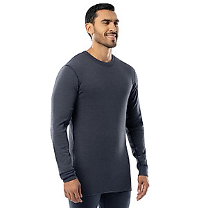ColdPruf Men's Authentic Dual Layer Long Sleeve Wool Plus Crew Neck Base Layer Top, Navy, 2X