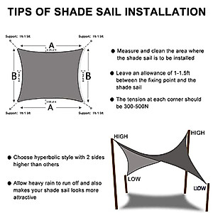 HENG FENG Sun Shade Sail Rectangle 10'x13' Sand UV Block Canopy 185GSM for Outdoor Patio Lawn Garden Pergola Backyard