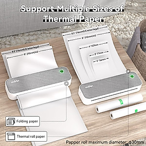 PeriPage Thermal Inkless Portable Printer, Supports 8.26"x11.69" US Letter, Wireless Bluetooth Mobile Travel Printer, Compatible with Android and iOS, Prints Documents,Tattoo Paper, Photos