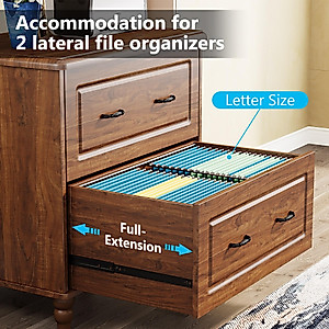 Tribesigns 2 Drawer Lateral Filing Cabinet, Wood Office File Cabinets with Solid Wooden Legs and Anti-tilt Mechanism for Home Office