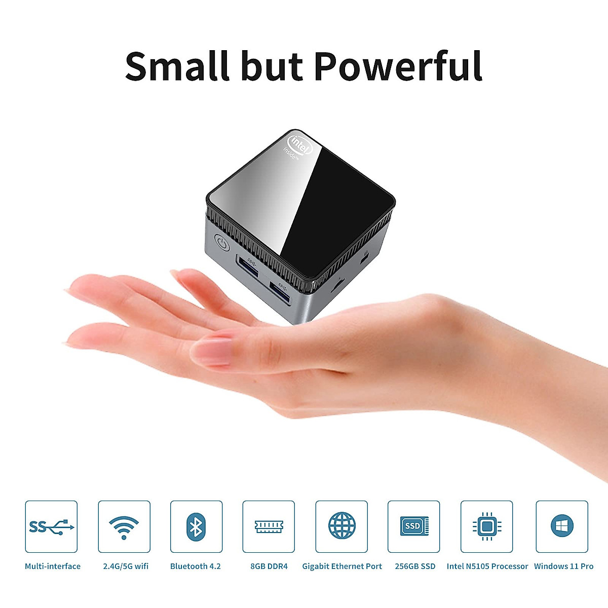 Mini PC Windows 11 Pro,8GB DDR4 RAM,256GB SSD Intel 11th Gen CPU N5105 Mini PC, Mini Computers Support 4K@60Hz Dual Display,WiFi 2.4G/5G,BT4.2,USB 3.0,Gigabit Ethernet