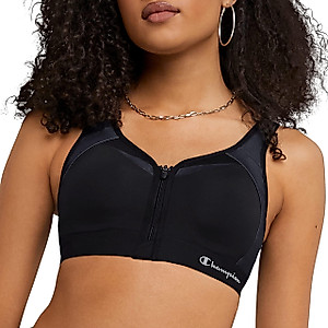 Champion womens Motion Control Zip Sports Bra, Black, 38D US