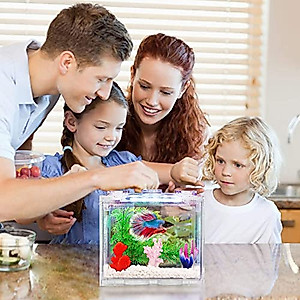 Small Betta Fish Tank, Aquarium Tank Kit with LED Lighting, 3/5 Gallon Stackable Beta Fish Tank Set, Fish Bowl Accessories for Turtle Reptile Shrimp Moss Crab Insects Habitat as Decoration