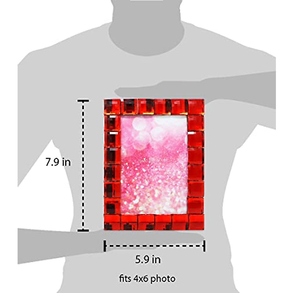 Isaac Jacobs Decorative Sparkling Red Jewel Picture Frame, Photo Display & Home Décor (4x6, Red)
