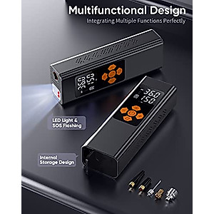 Pumteck Tire Inflator Portable Air Compressor: 150PSI Tire Pump with Dual Power Included 7800mAh Battery & 12v DC Adapter - Electric Wheel Pump with LED Digital Display for Car Motorcycle Bike Ball