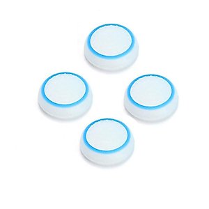 4PCS Silicone Thumb Stick Joystick Analog Grip Thumbsticks Cap Cover Case for PS4 PS3 PS2 Xbox One Xbox 360 Wii U NS Pro Controller (White-Blue)