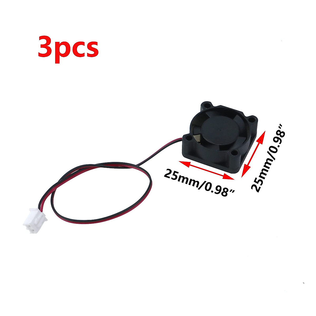 Antrader 3-Pack 12V 0.1A 2Pin 25mm x25mm x10mm DC Small Mini Brushless Cooling Fan