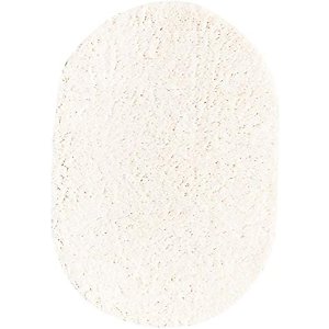 Marilyn Monroe Opulence Shag Collection Area Rug - Silver Screen (4' x 6' Oval, Bone/ Beige)