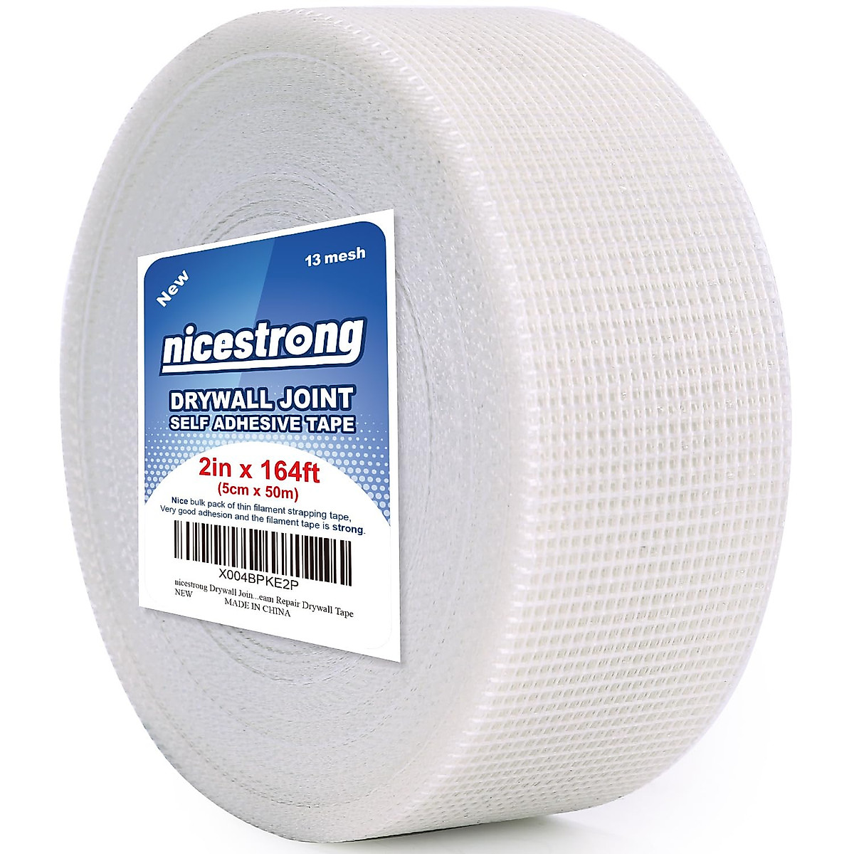 nicestrong Drywall Joint Tape (2inch X 164ft) Self Stick Repair Mesh Tape Fiberglass Drywall Patch Hole Heavy Duty Wall Repair Mesh Spackle Tape Wall Crack and Seam Repair Drywall Tape