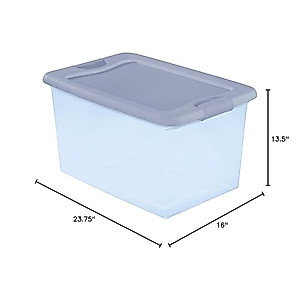 AYOYZ 64 Qt. Latching Box Plastic, Blue Tint Storage Box Home Organization and Storage Containers Organizer