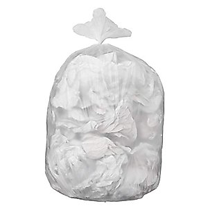 AmazonCommercial 45 Gallon Trash Bags 40" x 48" - 16 Micron Clear High Density Commercial Garbage Bags - 250 Count