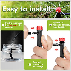 La Farah 100pcs Drip Irrigation Emitters for 1/4" Drip Irrigation Tubing,Adjustable 360 Degree Water Flow Drippers on 5" Arrow Stake, Garden Irrigation Drippers for (4-7mm) Watering System Kit