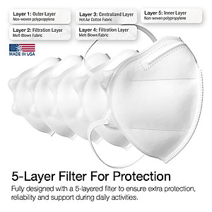 N95 Mask Respirator [ Made in USA ] NIOSH Certified N95 Particulate Respirators Face Mask (Pack of 30)