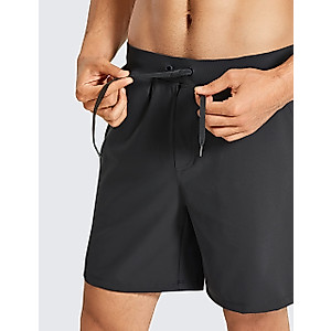 CRZ YOGA Men's Four-Way Stretch Workout Shorts - 7'' Soft Durable for Casual Athletic with Pockets Ink Gray Medium