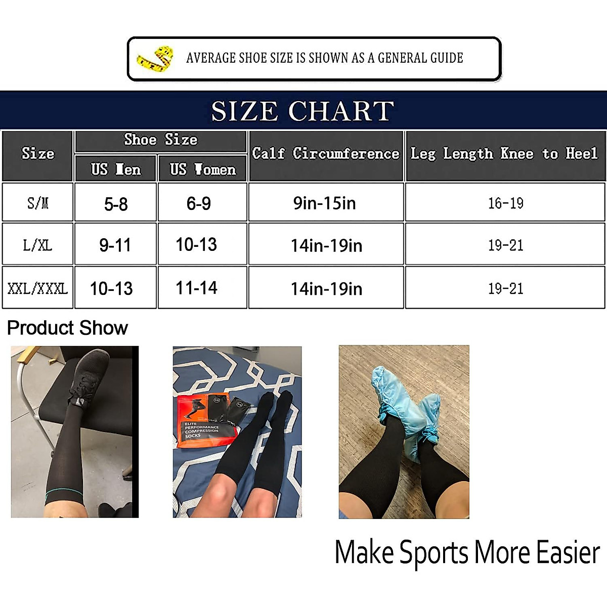 6 Pairs Graduated Compression Socks for Women&Men 20-30mmhg Knee High Socks Travel Hiking Running Stocking(Multicoloured,Small/Medium(US SIZE))